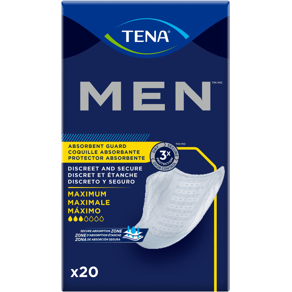 TENA Men Maximum Guard Incontinence Pad, Maximum Absorbency – At Home ...