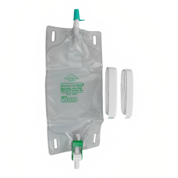Bard Leg Bag with Flip-Flo Valve with Extension Tubing and Fabric Stra